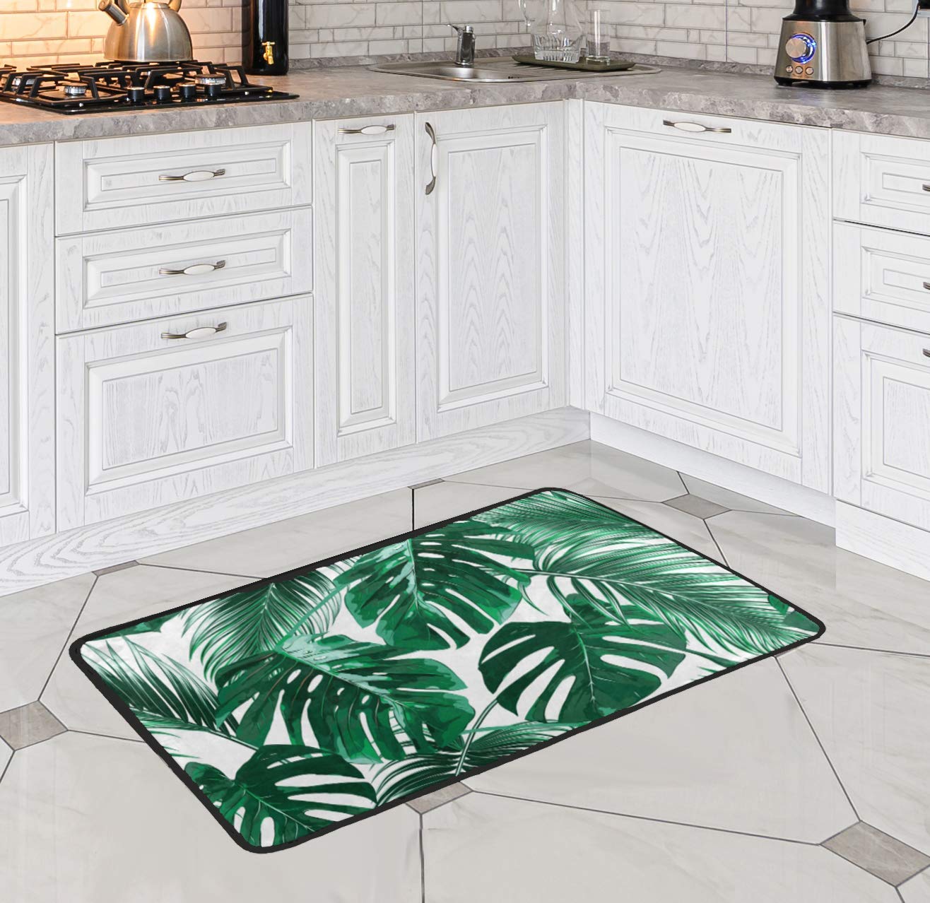 Palm Tree Kitchen Runner Rug Non Slip Area Mat Bath Rugs for Bathroom Indoor Carpet Doormat Floor Dirt Trapper Mats Shoes Scraper 39"x 20"