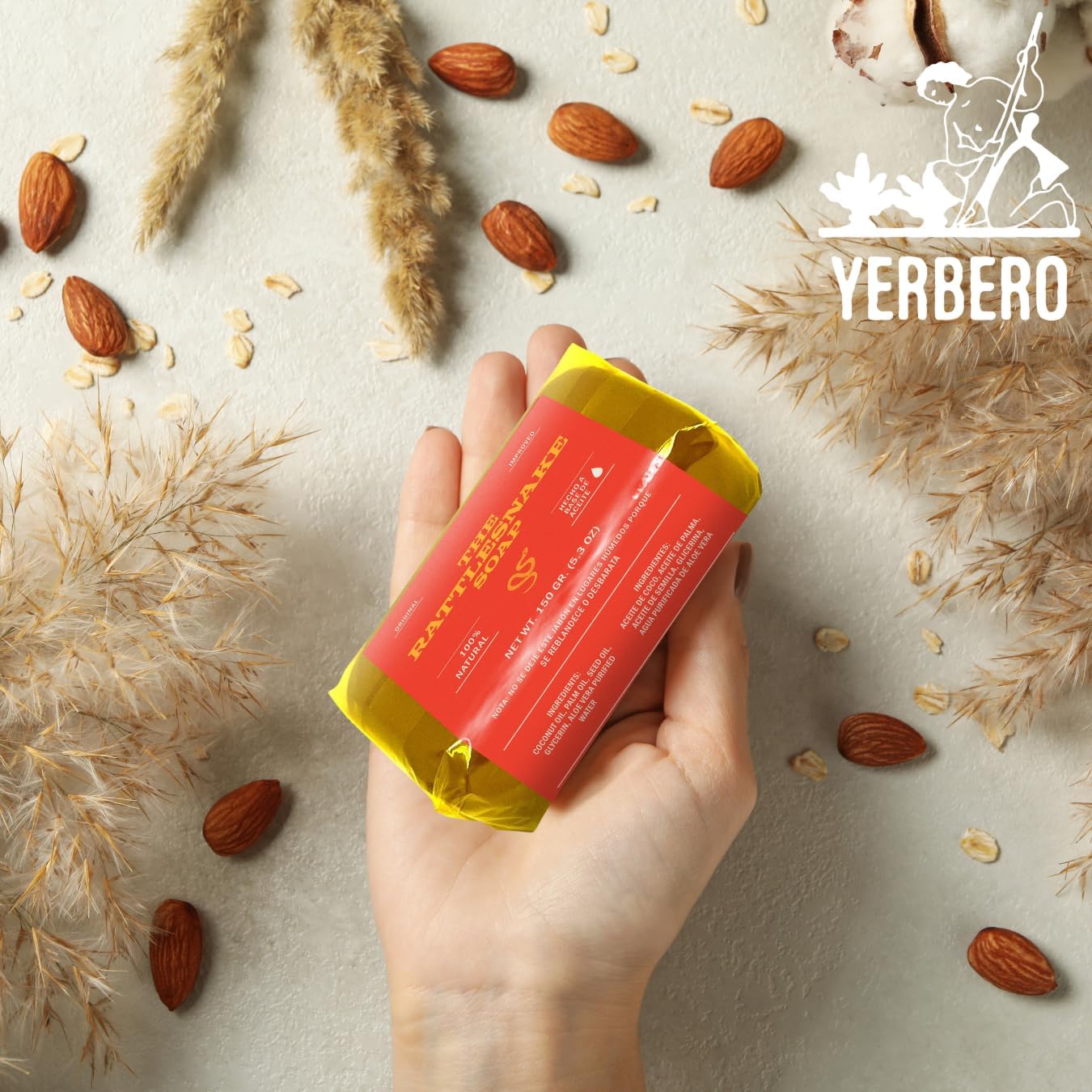 YERBERO - 2 Piece The Rattlesnake Soap 5.3oz (150g) Each - 2 Jabones Hechos a Base de Aceite 5.3 oz. Big Size - Made in Mexico.