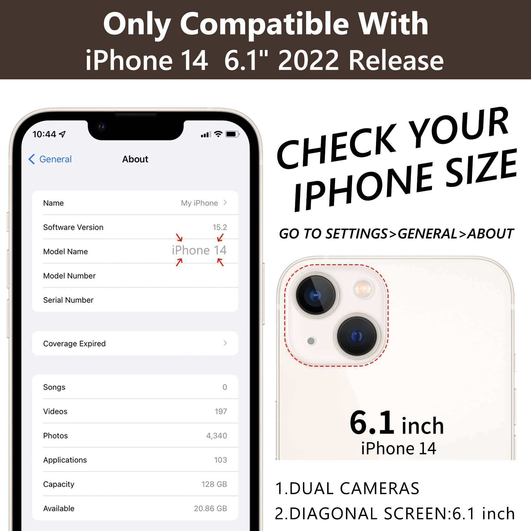 Keallce Case for iPhone 14 Plus 6.7'' Detachable Crossbody Wallet Case with RFID Blocking Card Slots, 360ーStand Ring Flip Leather Protective Cover Lanyard Shoulder Strap Women for iPhone 14 Plus,Beige
