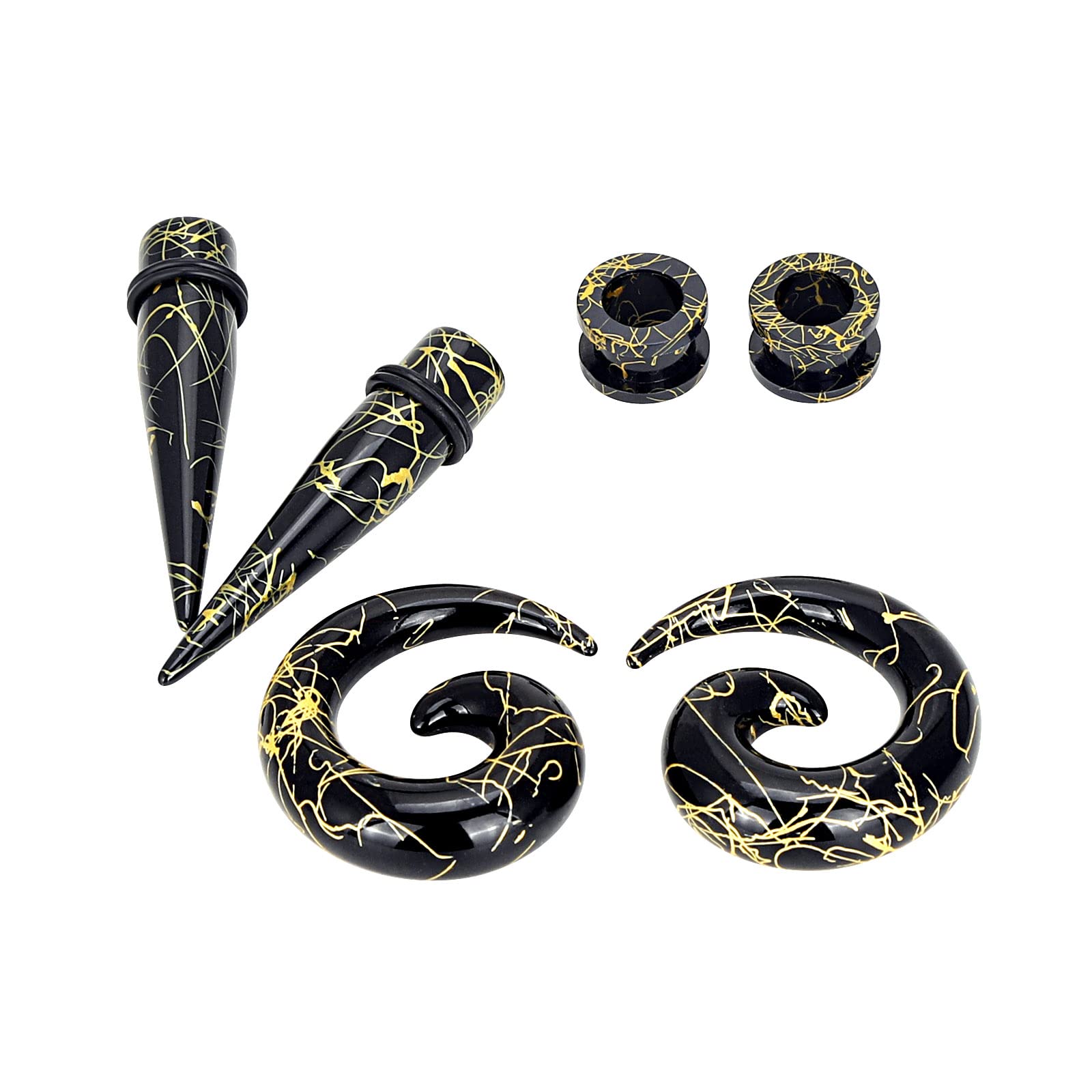 Qmcandy Acrylic Ear Stretching Kit Tapers Tunnels Spiral Expander Set 6pcs Ear Piercing Starter Gauges 00g