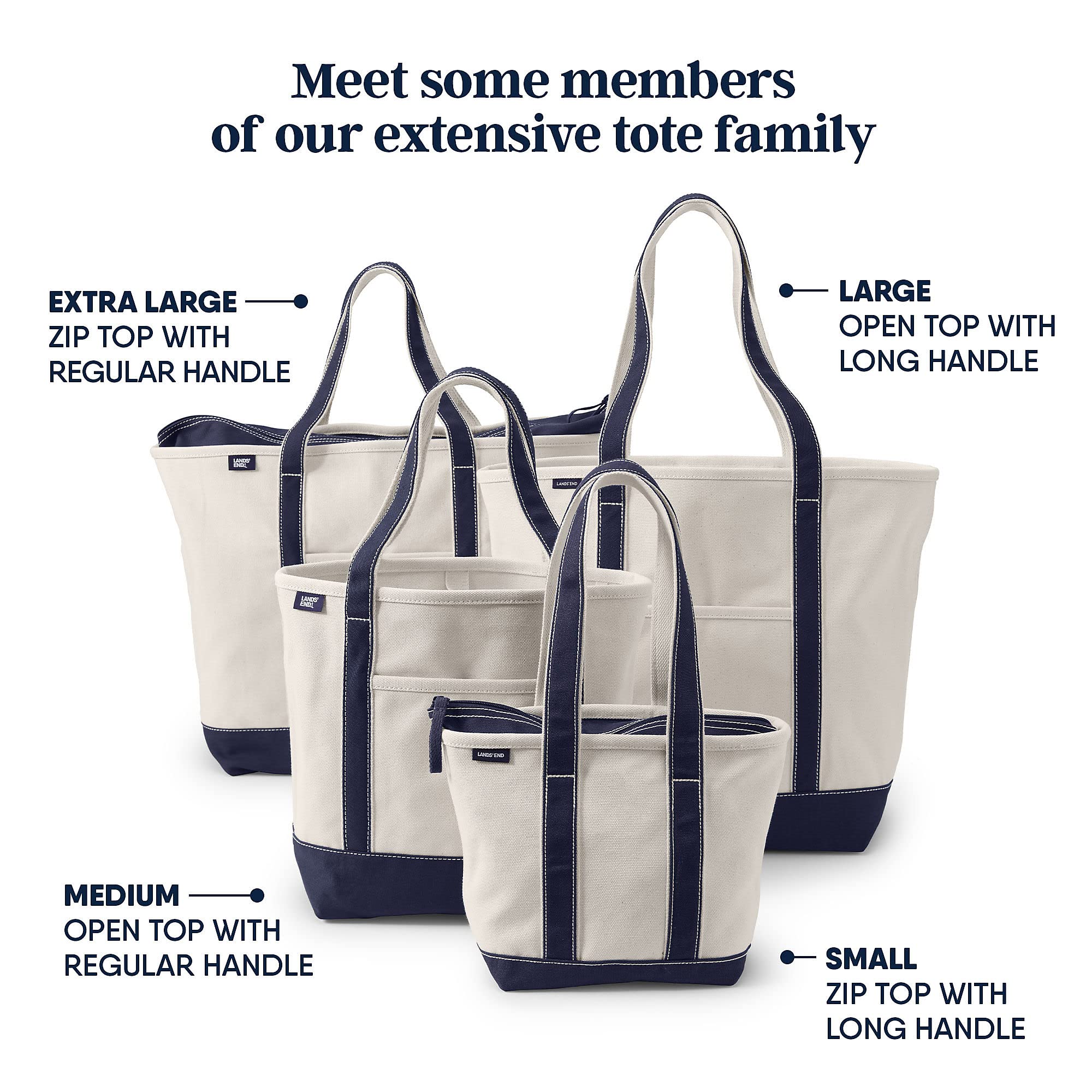Lands' End Natural Open Top Canvas Tote Natural/beacon Blue No SzMedium
