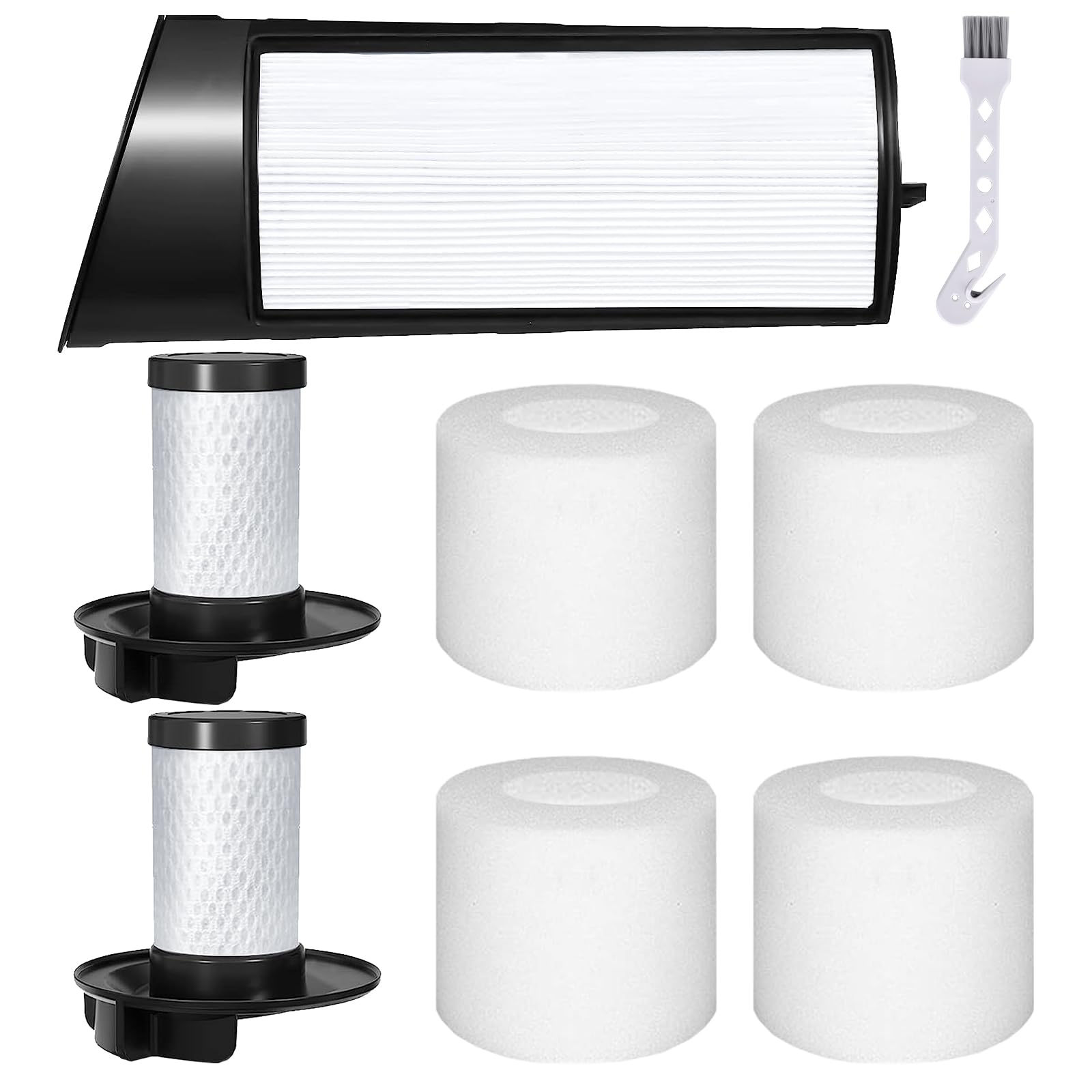 Leadaybetter ICZ362H Filter Replacement for Shark ICZ362H / IC160 / IC162 Vertex Pro Powered Lift-Away Cordless Vacuum, Part XFFK160 & XHEPA160, 4 Foam and 2 Round Filters, 1 HEPA Filter