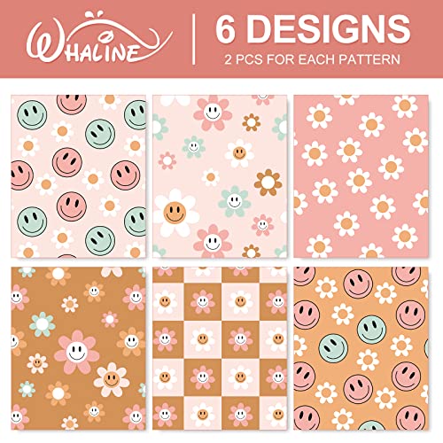 Whaline 12 Sheet Retro Boho Wrapping Paper Folded Flat Boho Floral Gift Wrap Art Paper for Birthday Wedding Baby Shower DIY Crafts Gift Packing Supplies, 19.7 x 27.6 Inch, 6 Design