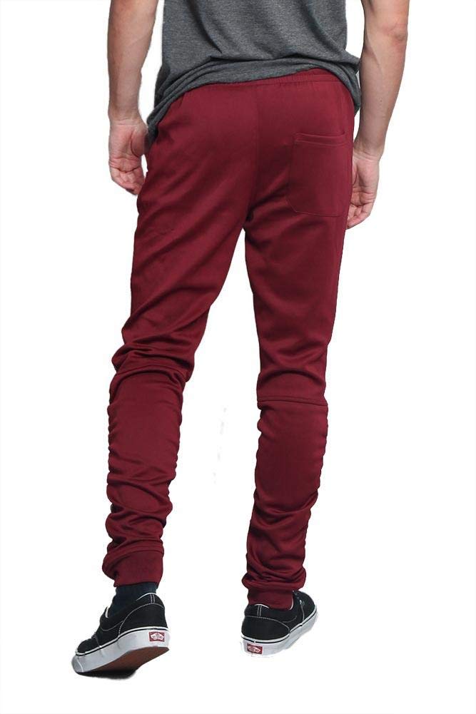 Men's Scrunched Bungee Calf Solid Color Sectional Knee Drawstring Premium Track Pants TR547 - Burgundy - 4X-Large - GG8E