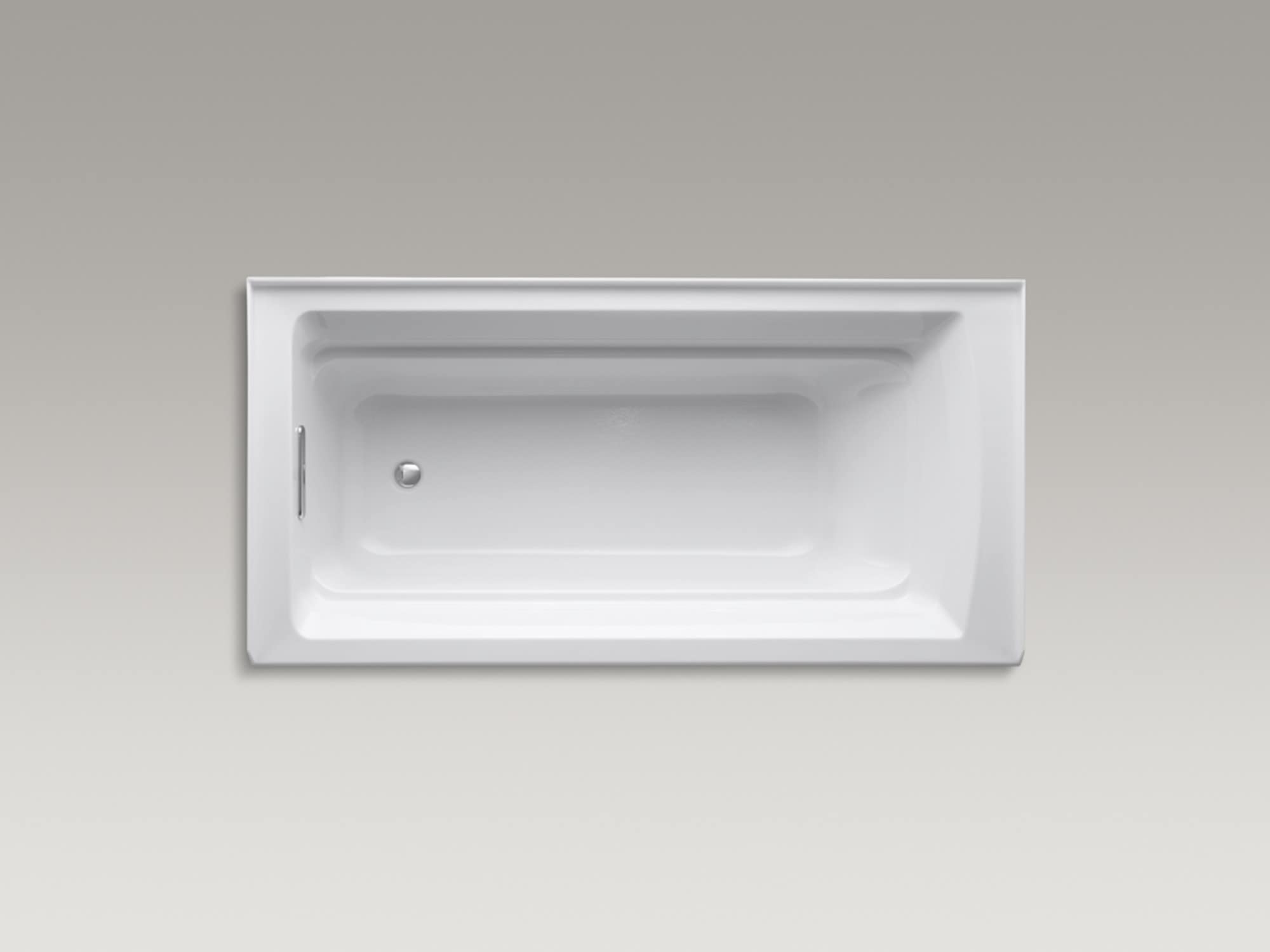 KOHLER K-1125-LA-0 Archer 72-Inch x 36-Inch Acrylic Alcove Bath with Integral Apron and Left-Hand Drain, White