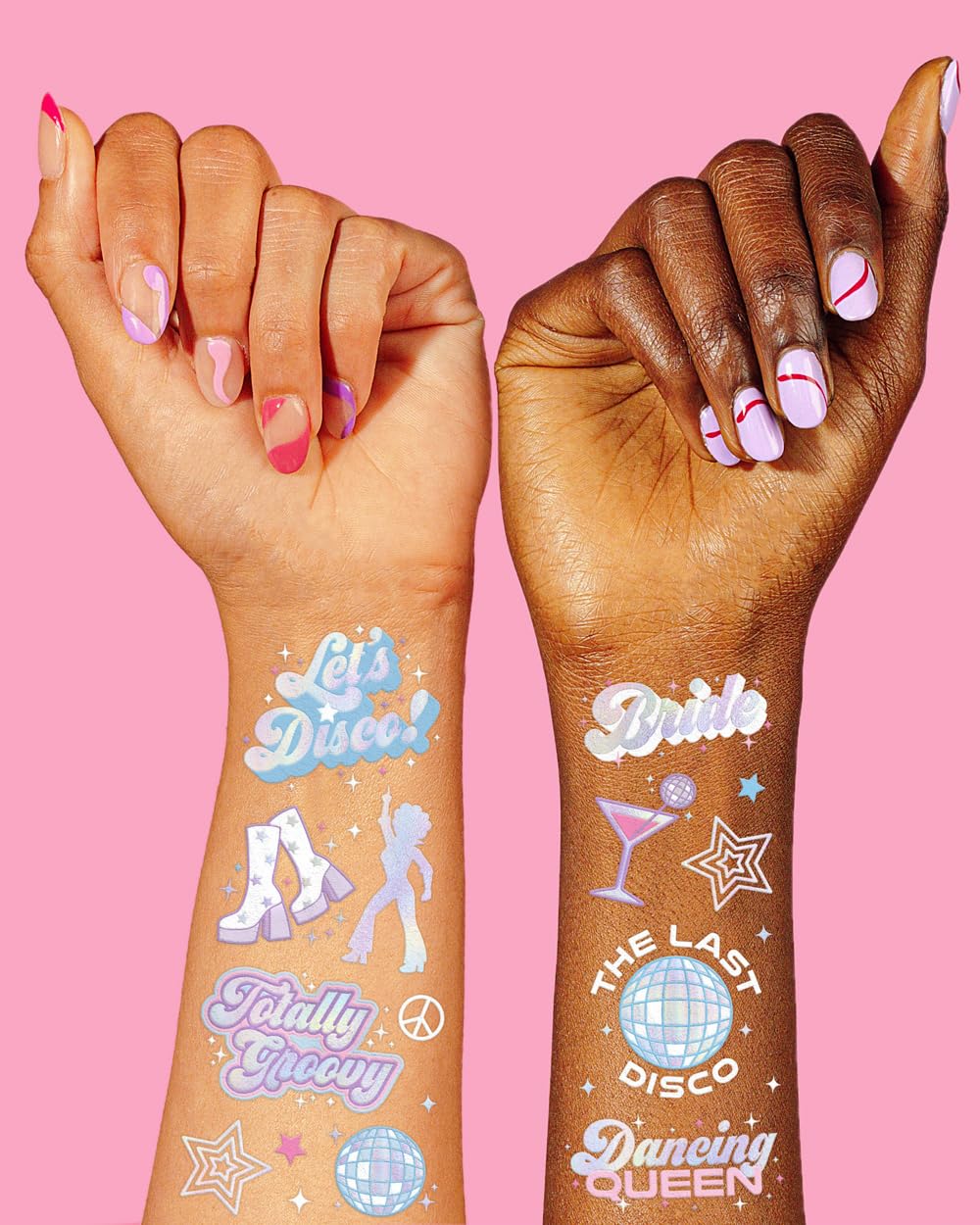 Last Disco Temporary Tattoos - 48 Foil Styles | Bachelorette Party Decoration, Bridesmaid Favor Bride to Be Gift + Bridal Shower Supplies