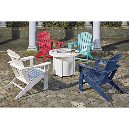 Signature Design by Ashley Outdoor Sundown Treasure Round Fire Pit Table, White
