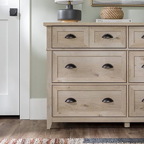 Walker Edison Modern Farmhouse 6-Drawer Framed Dresser with Half-Moon Handles, 52 Inch, White Oak