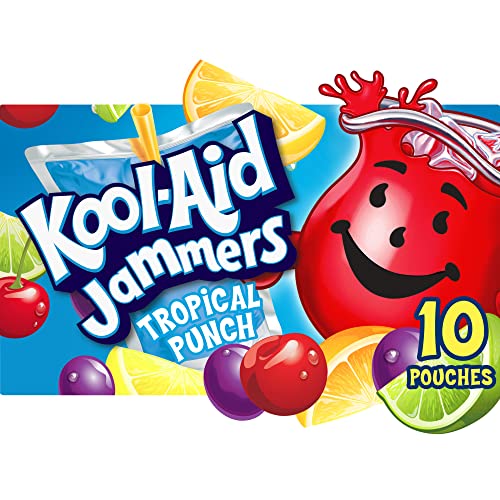 Kool-Aid Jammers Tropical Punch Flavored Kids 0% Juice Drink (10 ct Box, 6 fl oz Pouches)