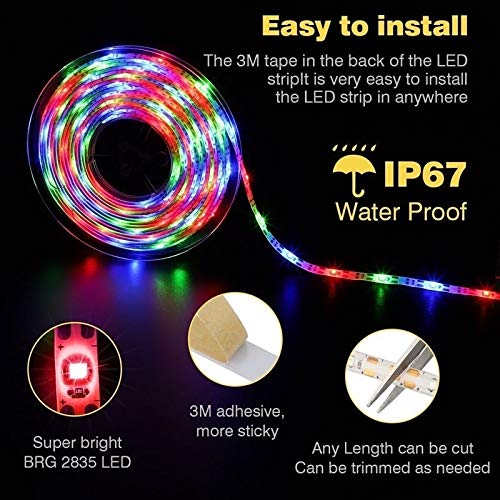 LOGUIDE Solar Strip Lights, 180 LED 9.8ft Strip Lights Solar Powered 8 Lighting Modes Waterproof Outdoor Light for Terrace, Garden, Home, Wedding, Courtyard (Multicolor)