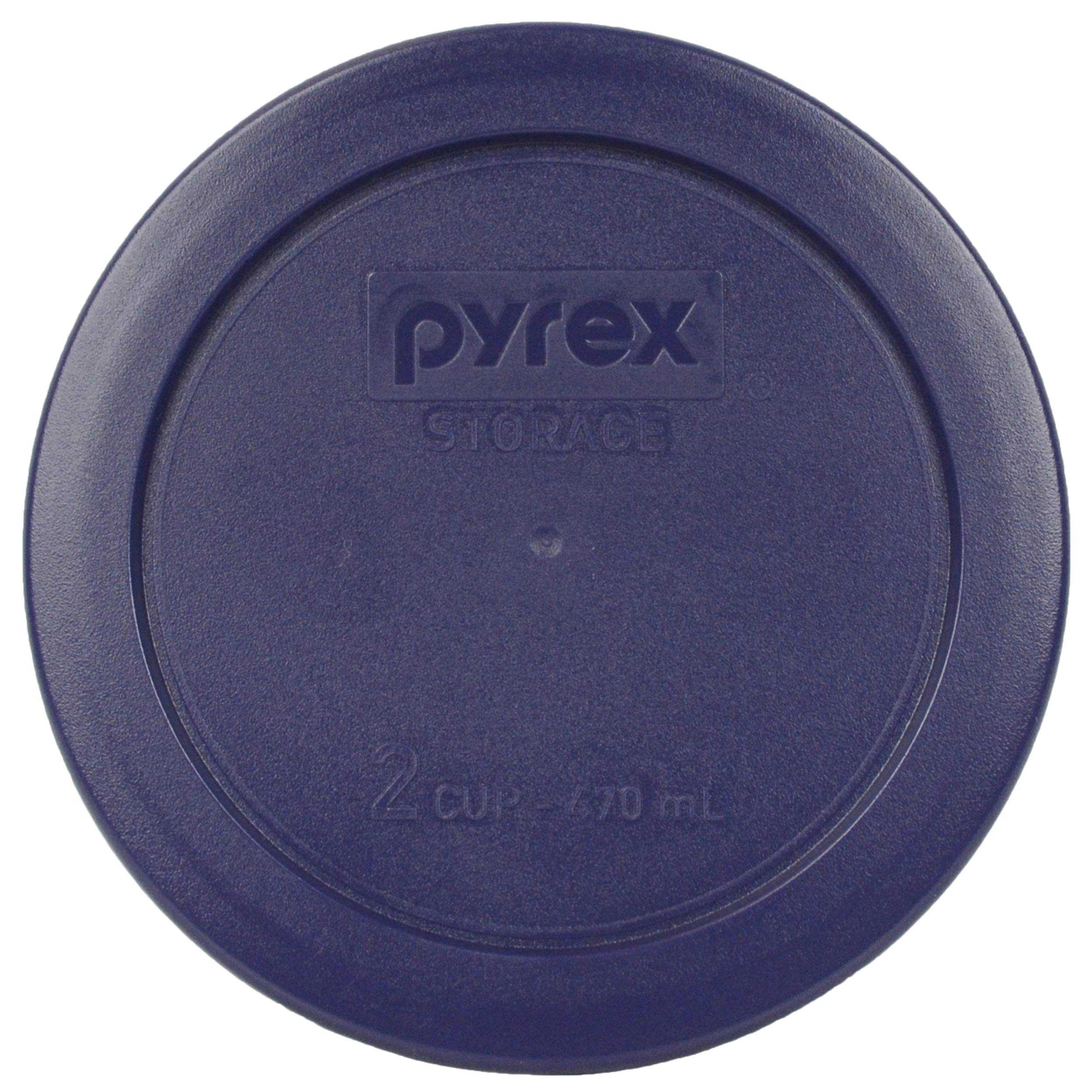 Pyrex (2) 7200-PC 2 Cup, (1) 7201-PC 4 Cup, (1) 7210-PC 3 Cup, and (1) 7211-PC 6 Cup Blue Plastic Storage Lids Made in the USA