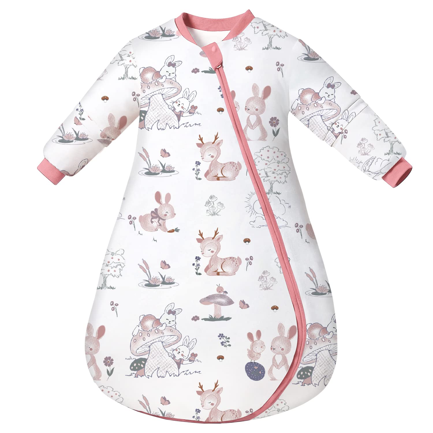 usbettas Baby Sleep Sack 2.5 TOG,Thermostatic Wearable Blanket Detachable Long Sleeves
