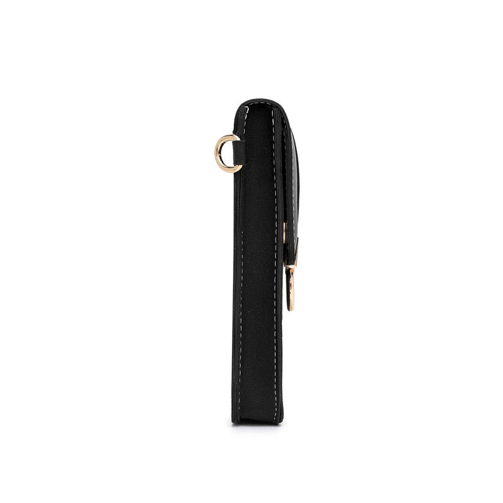SharPlus Women Small Leather Phone Purse Handbag, Cute Minimalist Crossbody Shoulder Bag Pouch (WholeBlack)