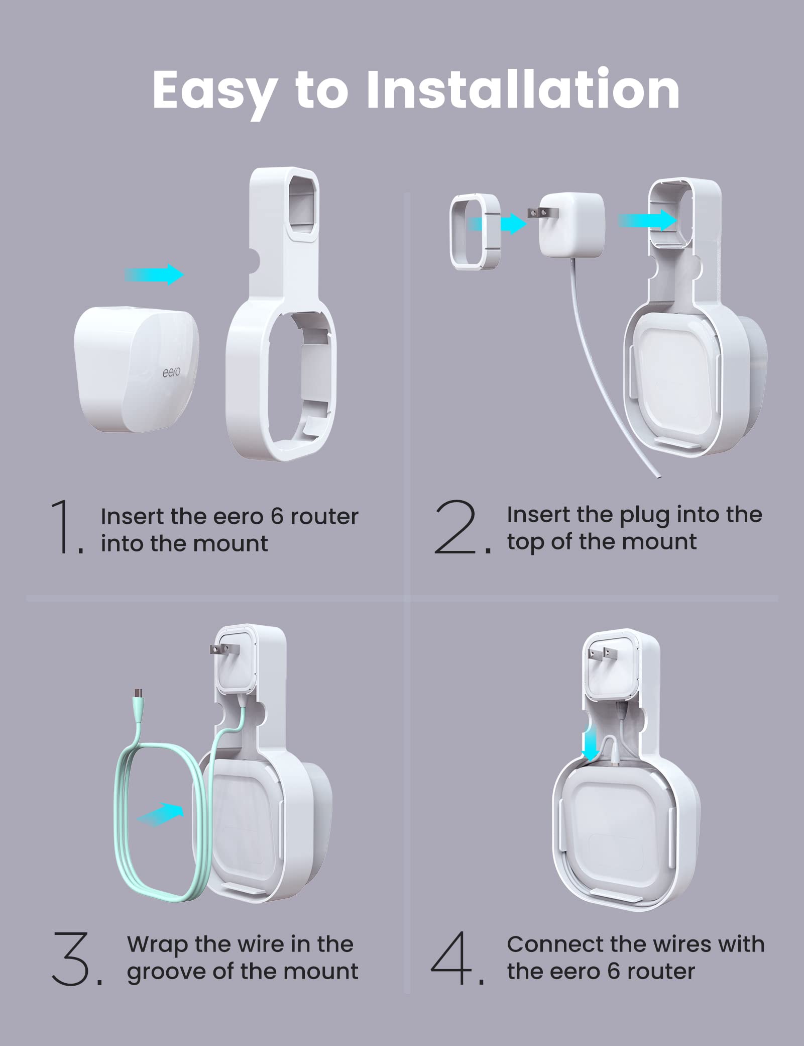 Wall Mount Holder for eero 6, Mesh Wi-Fi System, Stand Bracket for eero 6 Extender, The Simplest Outlet Wall Mount Holder No Messy Wires Space Saving