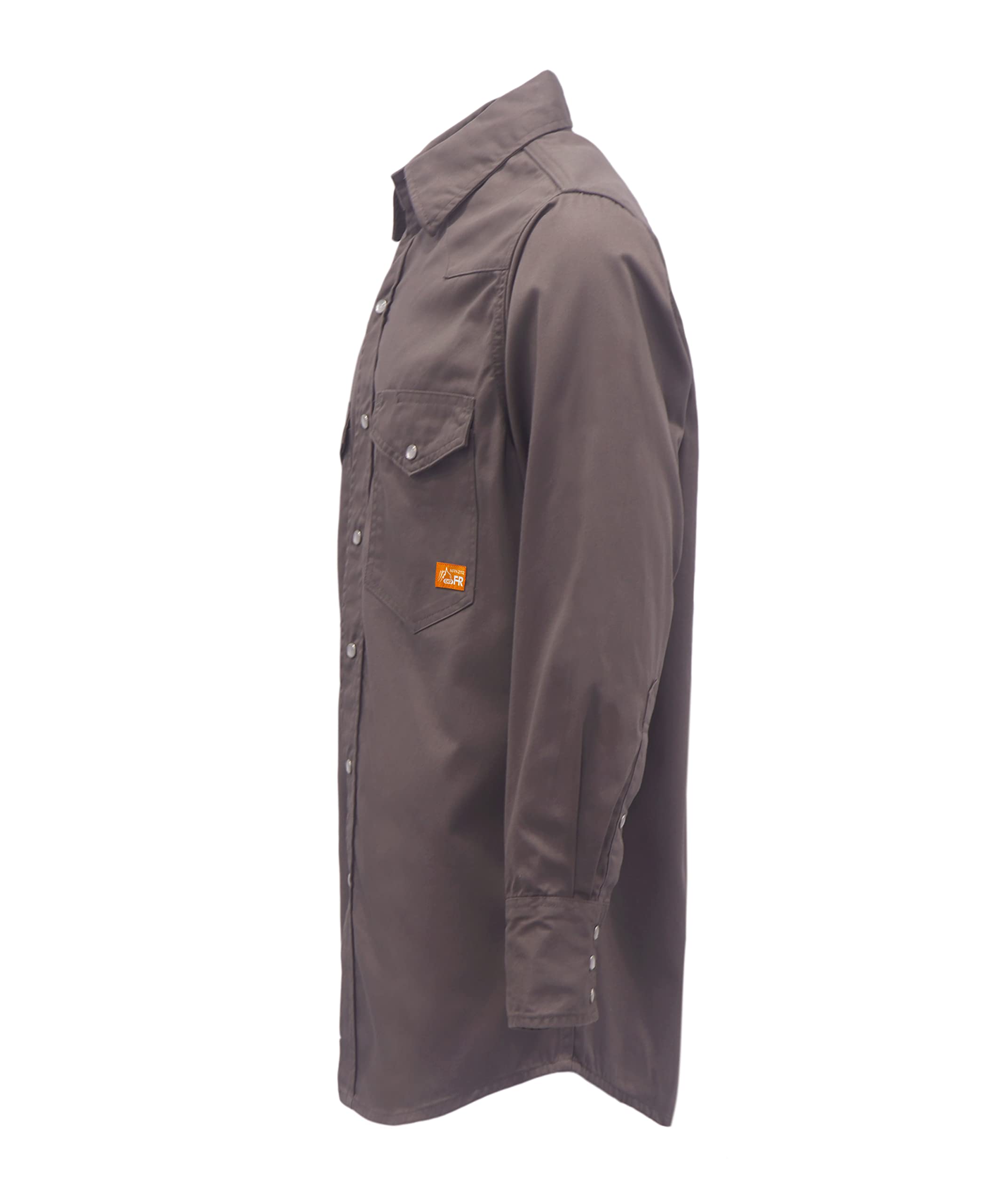 Titicaca FR Shirt for Men Pearl Snaps Flame Resistant 100% C 7.5oz Gray Welding Shirt