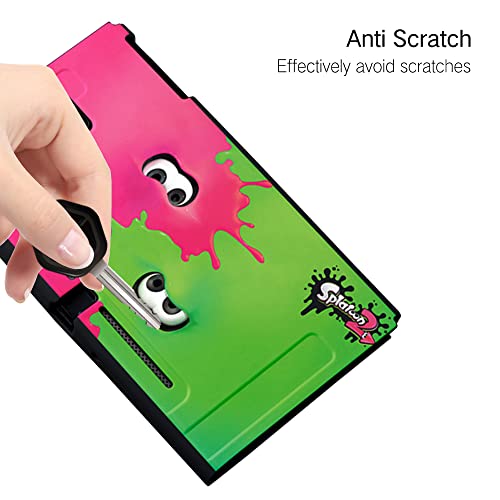 PERFECTSIGHT Cute Protective Case for Nintendo Switch, Kawaii Soft TPU Slim Cover, Cartoon Hard Shell Dockable Case for NS Console and Joy-Con Controllers - Shock-Absorption Anti-Scratch (Splatoon)