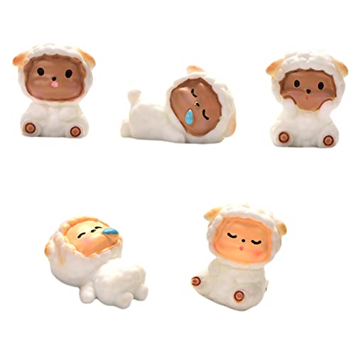 SEWACC 5pcs Lamb Doll Ornaments Car Decor Toys Lamb Accessories Cartoon Lamb Craft Delicate Lamb Ornaments Succulent Flower Pot Lamb Figurines for Kids Toy Lamb Trinkets Cute Baby Plastic