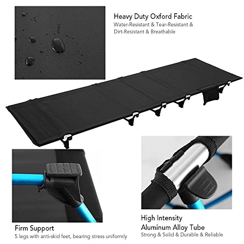 Outdoor Portable Folding Bed Single Person Camping Cot 330LB Bearing Weight Compact for Outdoor Picnic Camping Hiking