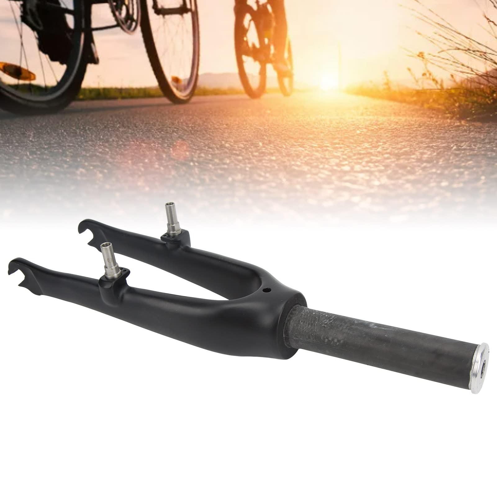 Raguso Carbon Fiber Bike Fork, High Toughness Road Bike Fork Stable Light Weight for 28.6mm Folding Bikes