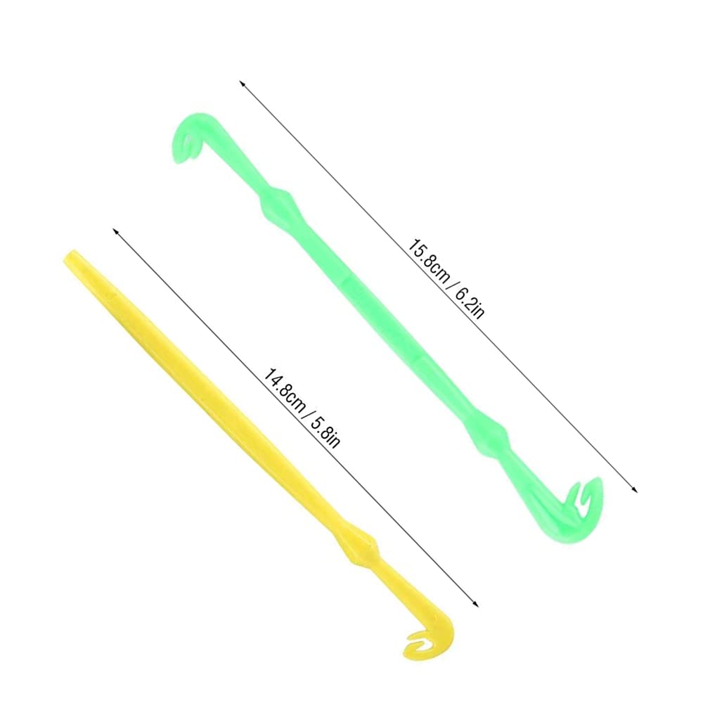 MXXiiv 4 Pcs Easy Hook Loop Tyer Disgorger Tool Fishing Unhooking Disgorger Plastic Hook Disgorger Set Tie Fast Knot Tying Tool for Fly Fishing, Yellow and Green