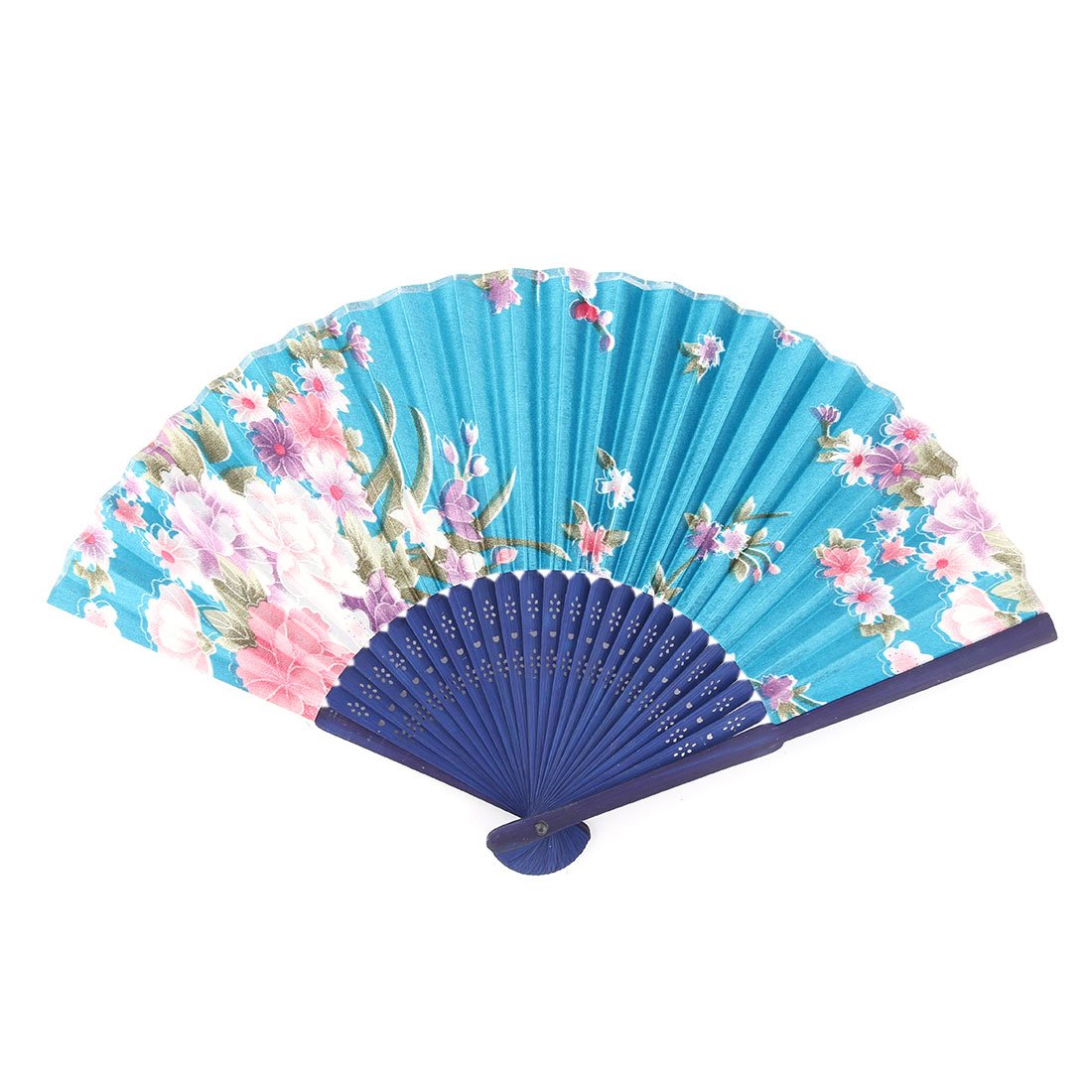 Qtqgoitem Women Summer Wood Frame Flower Pattern Hand Folding Cooling Fan Multicolor (model: 36a 437 65f 82c 139)