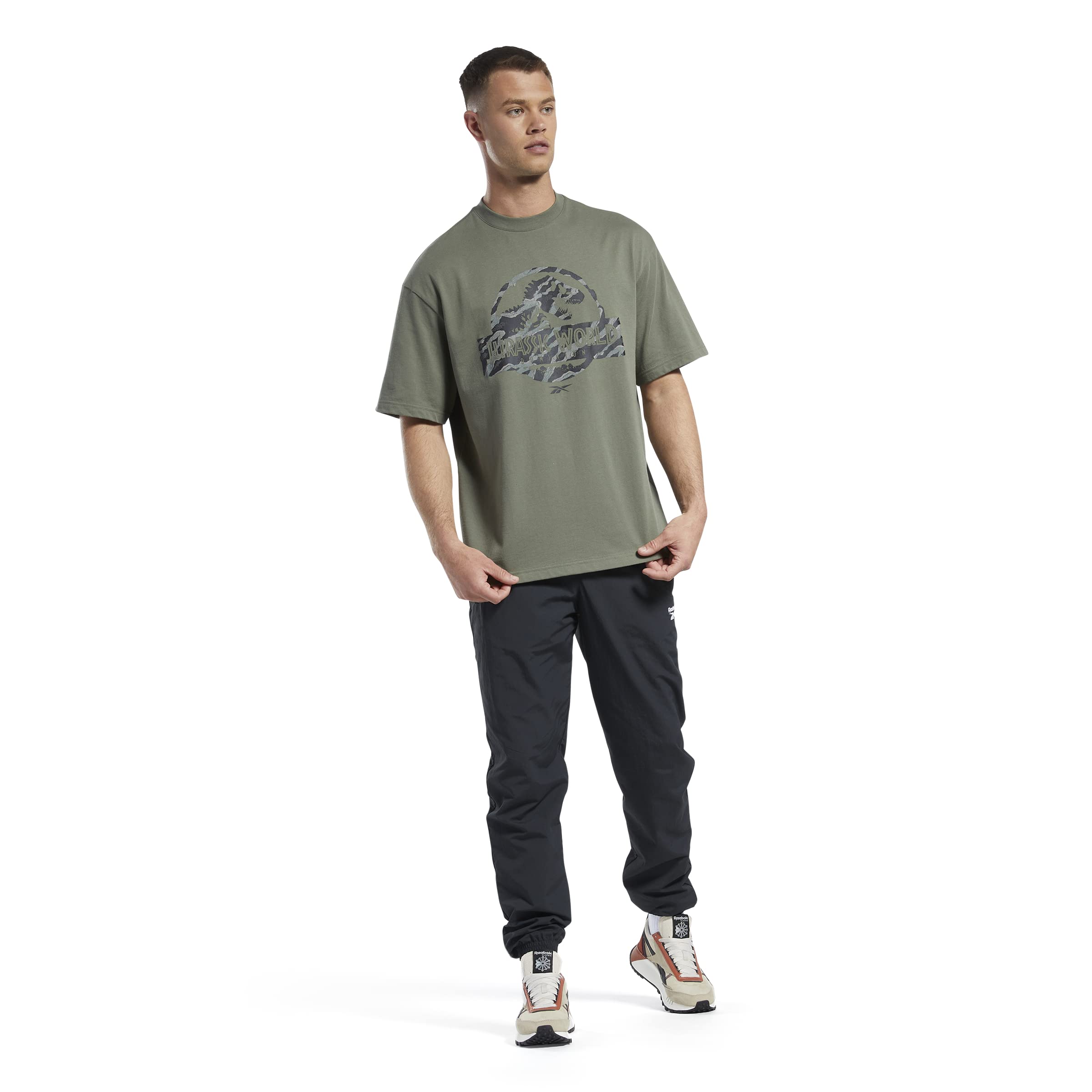 Reebok Men's Standard Graphic Tee, Jurassic World/White, Medium