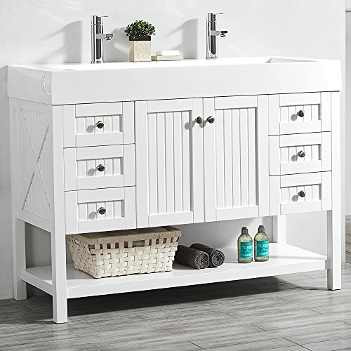 Vinnova Pavia 48β Single Vanity in White with Acrylic Under-Mount Sink Without Mirror