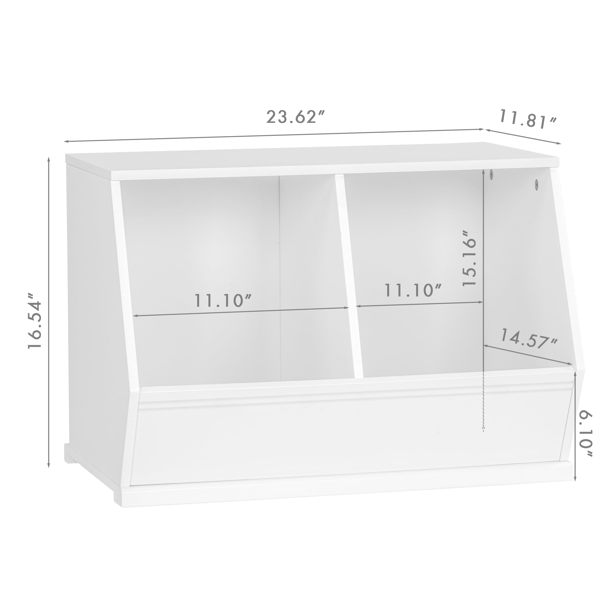 UTEX Toy Storage Organizer for Kids, Stackable Toy Storage Cabinet, Wooden Cubby Toy Organizer, White Toy Shelf for Playroom, Bedroom, Living Room, Nursery, 2 Cubes