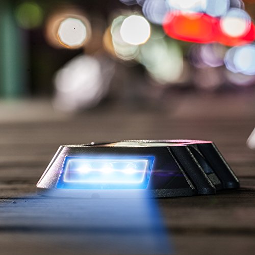 SUNWIND Blue Solar LED Lights - 4 Pack Solar Deck Lights Blue Marker Solar Lights Outdoor for Garden, Driveway, Pathway, Patio