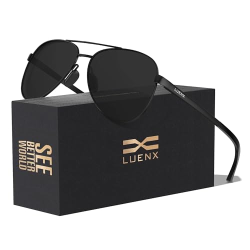 LUENX Aviator Sunglasses for Men Women Polarized - UV 400 Protection 59 mm(Gradient Black Purple)