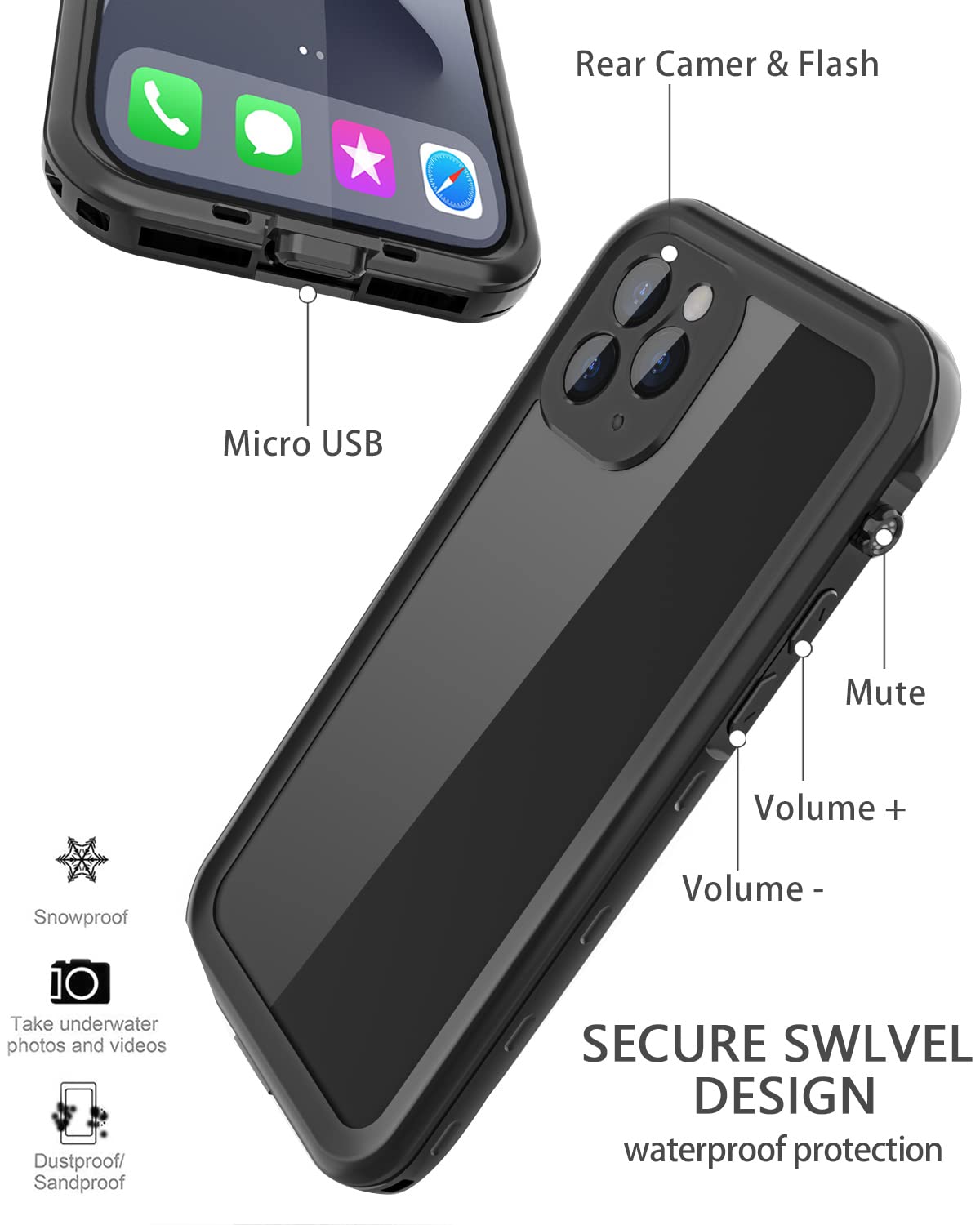 LOVE BEIDI iPhone 11 Pro Max Waterproof case 6.5'', Rugged iPhone 11 Pro Max Case with Screen Protector, Shockproof Full-Body Dustproof Case for iPhone 11 Pro Max 6.5ββ (Purple/Pink)