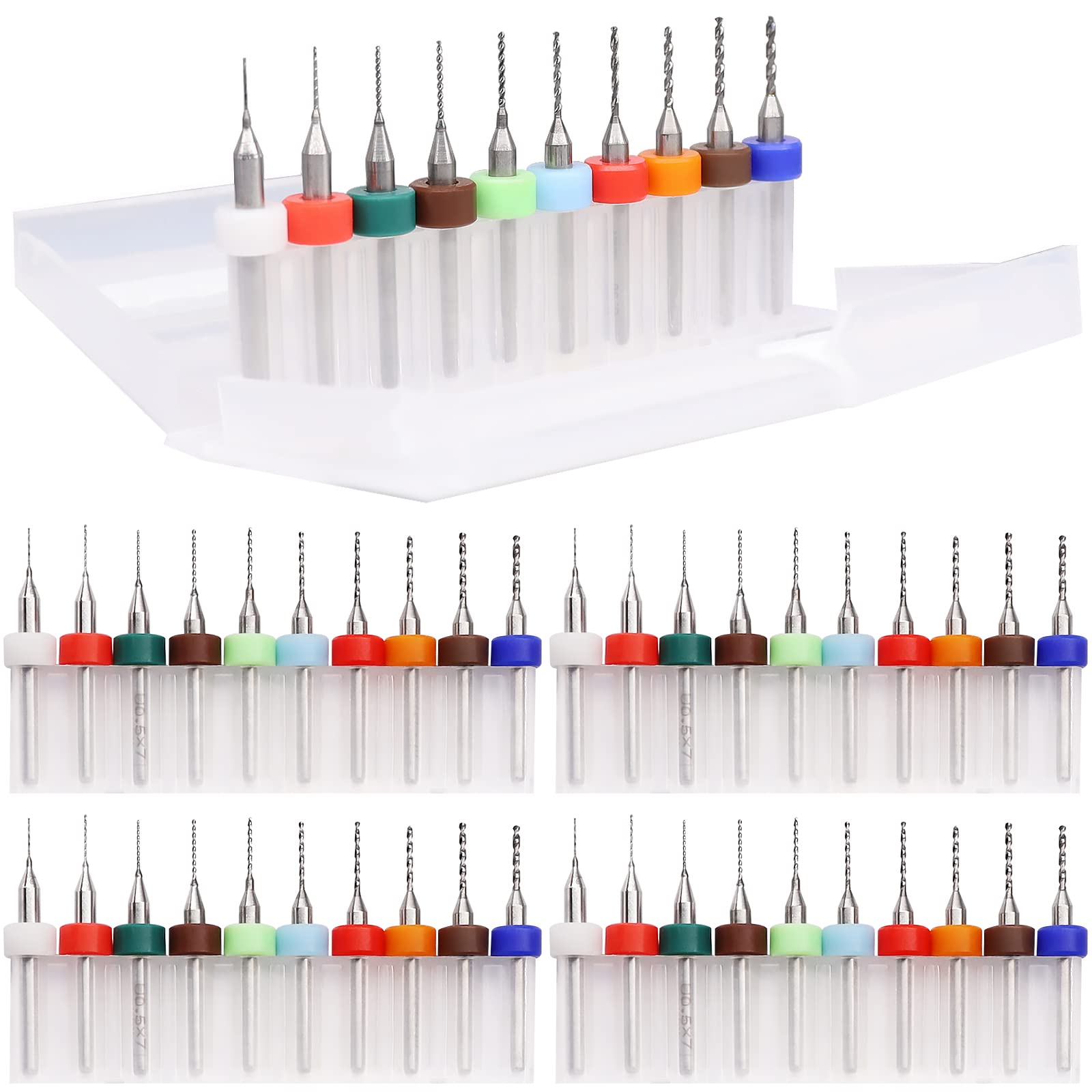 Sunxeke 50pcs PCB Drill Bits Set Dremel Drill Bits Spiral Flute Carbide 0.3mm-1.2mm for PCB Circuit Board Stone Dremel Jewelry Making etc.