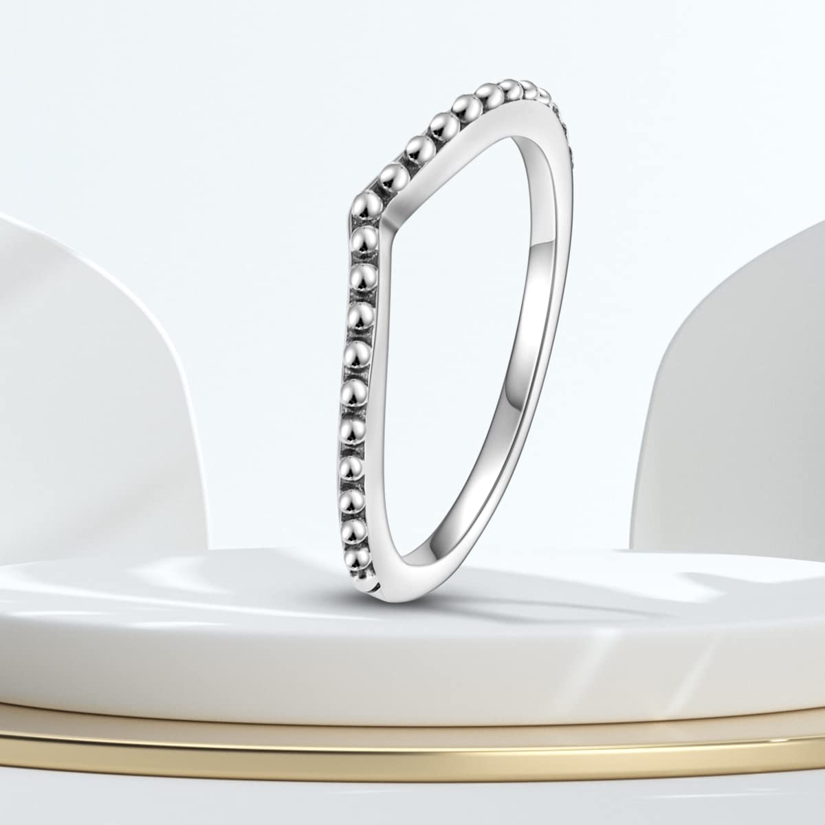 NARMO Rings for Women Sterling Silver Line Ring Cubic Zirconia Wide Band Rings (6)
