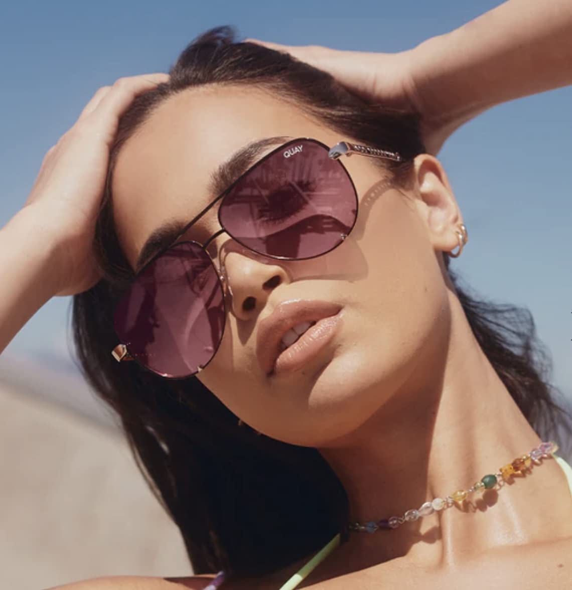 Quay Australia High Key Links Gold Pink Sunglasses