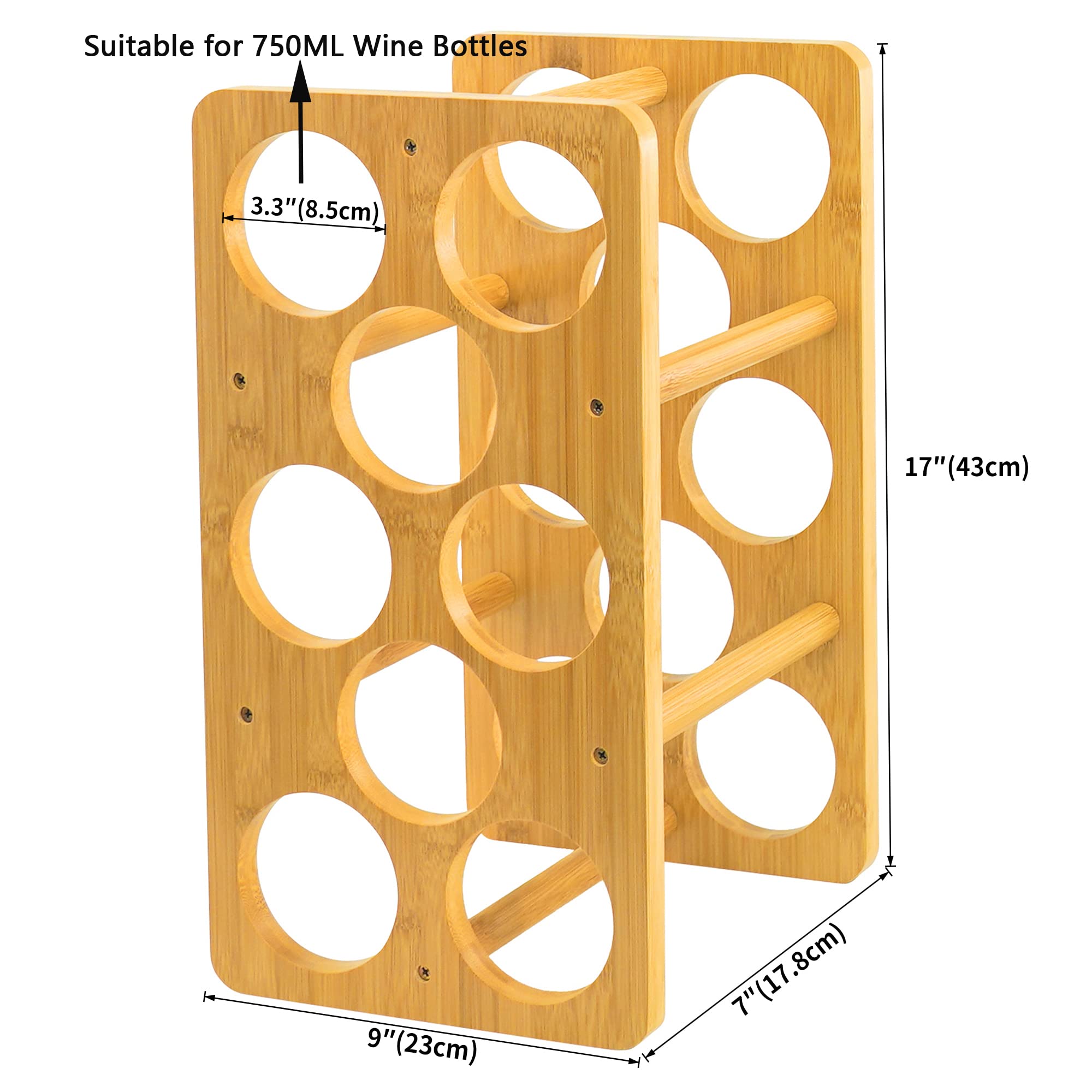 Utoplike In-drawer Knife Block Bamboo Kitchen Knife Drawer Organizer and Wine Bottle Holder, Wine Racks Countertop