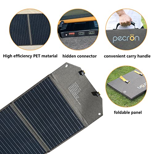 Pecron 36 Volts Portable Solar Panel,100W Solar Panel*2 in Series,High Efficiency Off-Grid Emergency Power Supply for RV Camping Travel Outdoor Backup,USB Outputs for E1000 E1500 Q2000S Q3000S