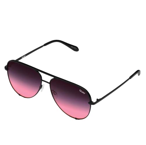 Quay Australia High Key Black/Black Pink 55mm Aviator Gradient Sunglasses Womens