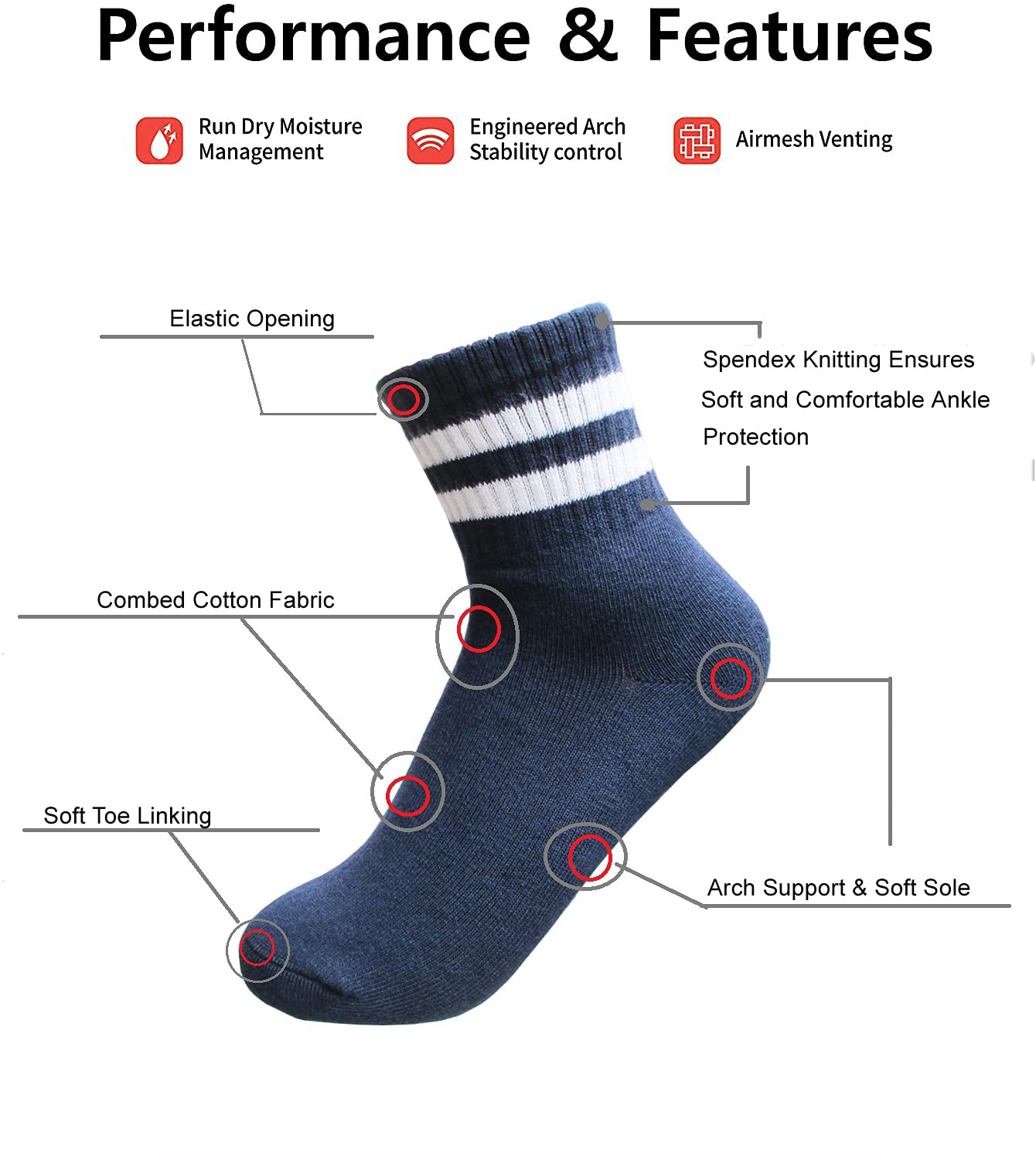 Ooohmcot Boys Navy Socks Cotton Ankle Socks 12 packs for Kids Girls Toddle (BLUE, S)