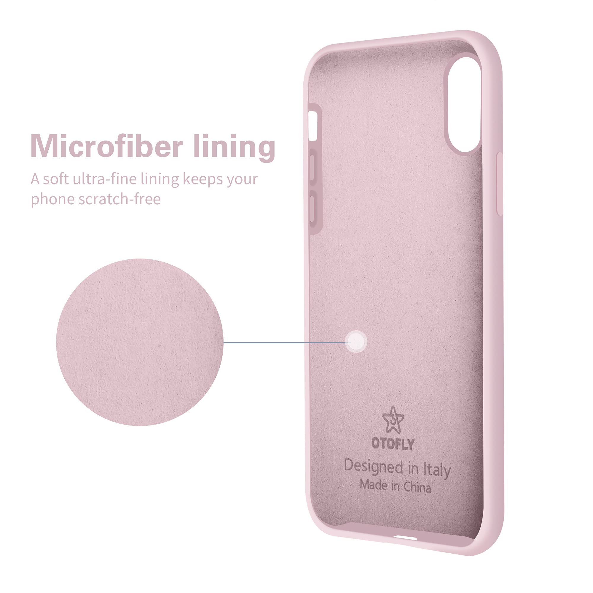 OTOFLY Liquid Silicone Gel Rubber Full Body Protection Shockproof Case for iPhone Xs/iPhone X,Anti-Scratch&Fingerprint Basic-Cases,Compatible with iPhone X/iPhone Xs 5.8 inch (2018), (Ice Pink)