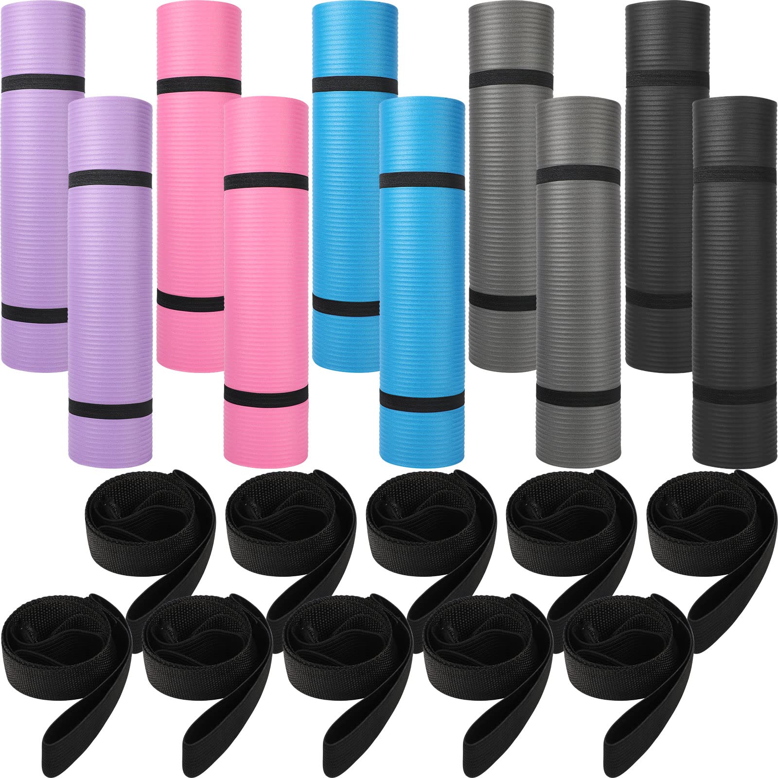 Riakrum 10 Pcs Yoga Mats Bulk 72 x 24 x 0.3 Inch Thick Exercise Mats Non Slip Mat Gym Mats Bulk for Yoga, Pilates, Workout, Stretching