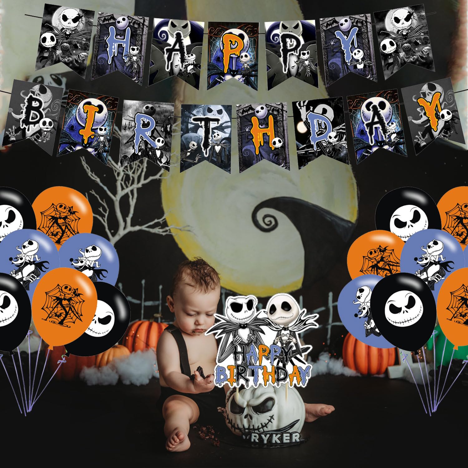 ๐๐ช๐ฌ๐ด ๐ข๐ด๐ฎ๐ต๐ต๐ฒ๐ท๐ฐ๐ฝ๐ธ๐ท Party Decorations,Birthday Supplies For Halloween ๐๐ช๐ฌ๐ด ๐ข๐ด๐ฎ๐ต๐ต๐ฒ๐ท๐ฐ๐ฝ๐ธ๐ท Includes Banner - Cake Topper 12 Cupcake Toppers 18 Balloons