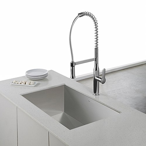 KRAUS Pax 31 1/2-inch 16 Gauge Undermount Single Bowl Stainless Steel Kitchen Sink, KHU32