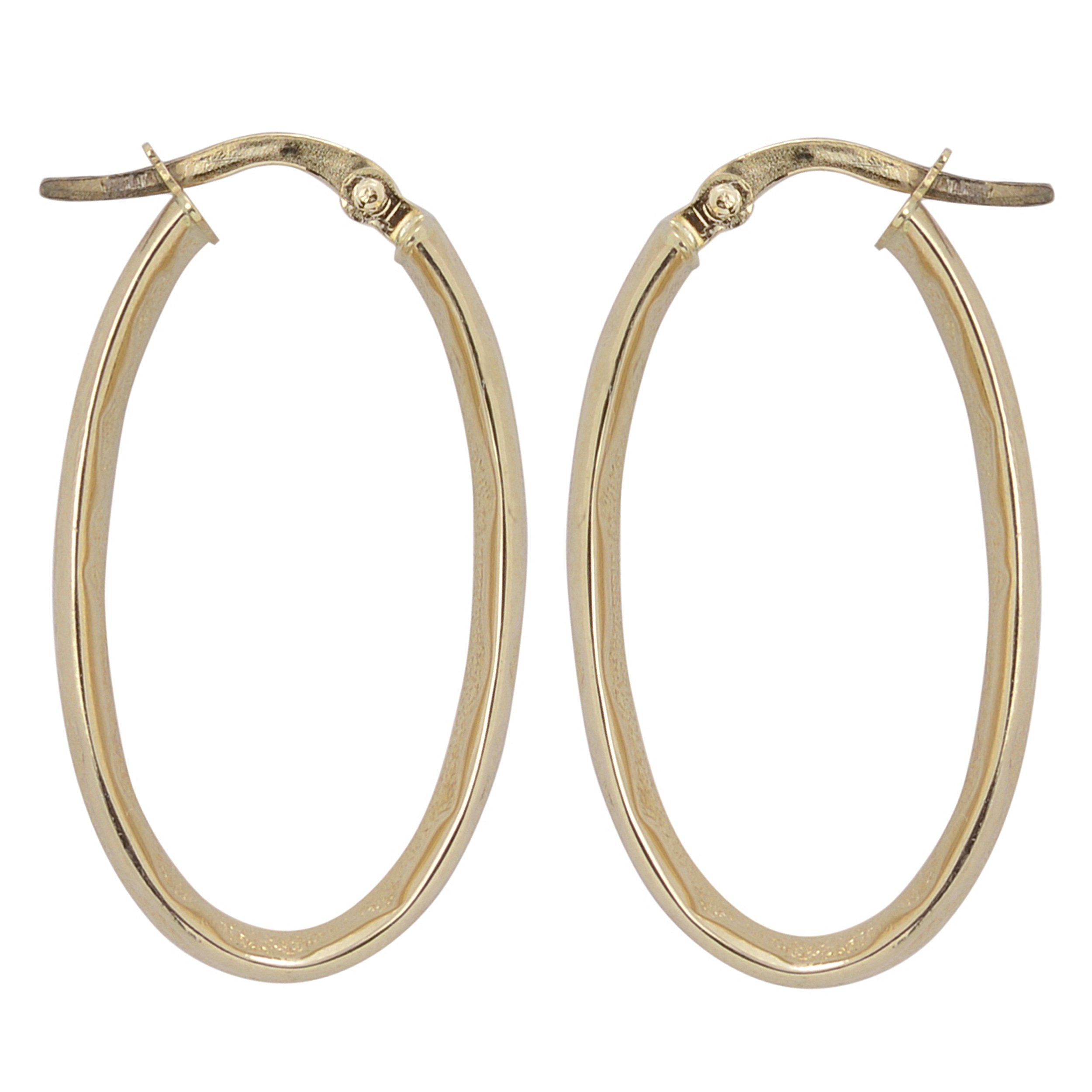 Kooljewelry 10k Yellow Gold Oval Hoop Earrings