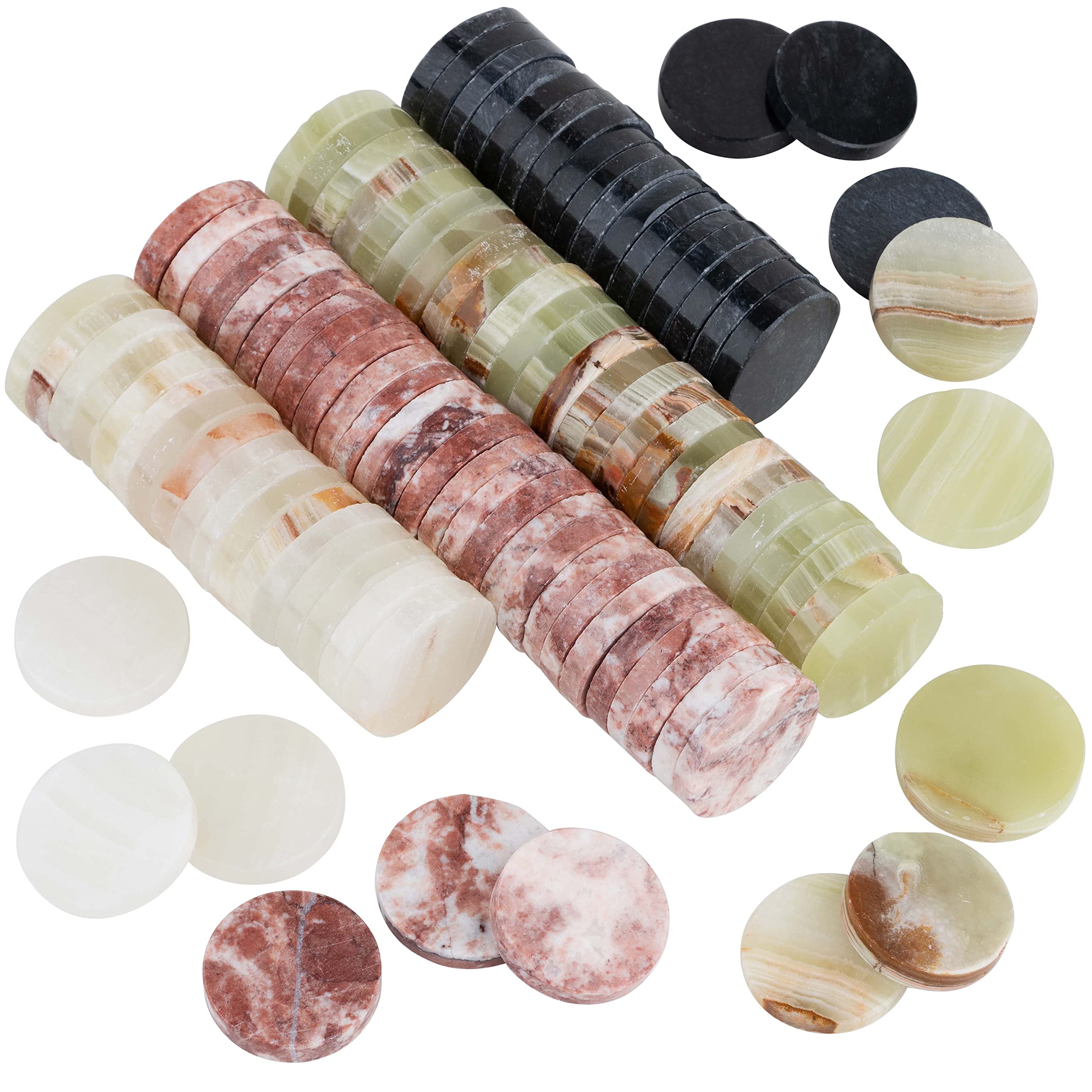 QUEENSTONE Marble Poker Chips Handmade Set of 100
