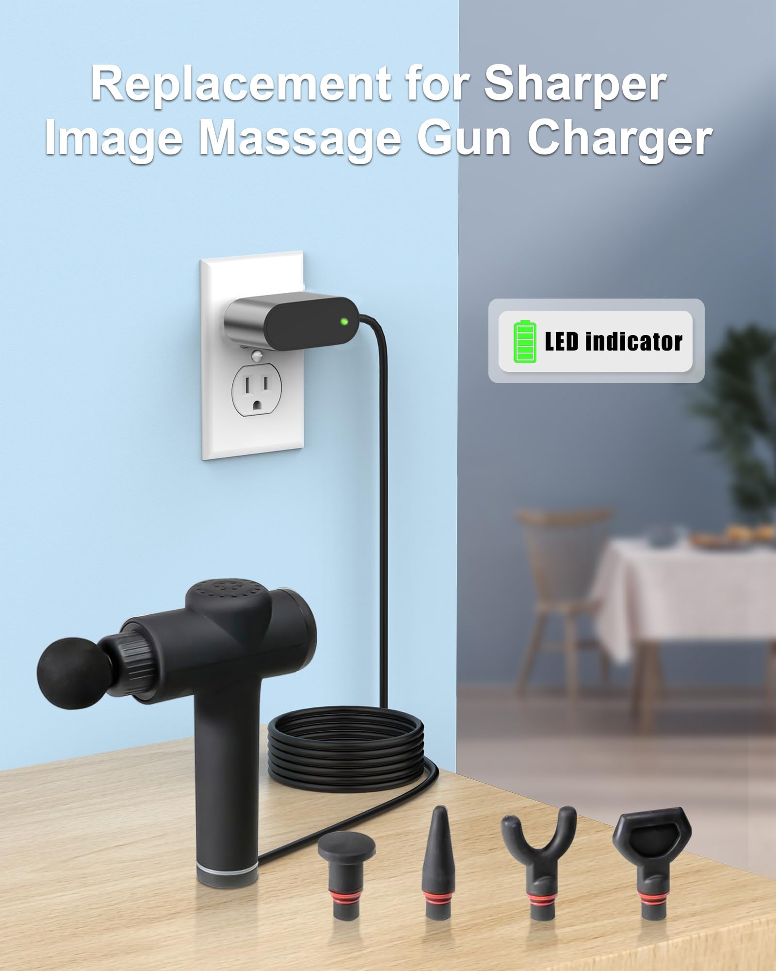 VHBW 27V Massage Gun Charger for Sharper Image Powerboost 1011666 1013002 1012667 1014747 1014392 1013983 1013985Deep Tissue Cordless Massager Gun Power Cord 6FT (Not for 18V Massage Gun)