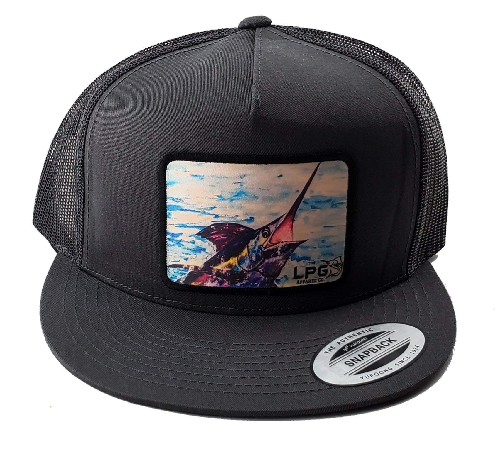 LPG Apparel Co. Marlin Surface Breaker Fishing Classic Snapback Flat Brim Trucker Baseball Hat Cap