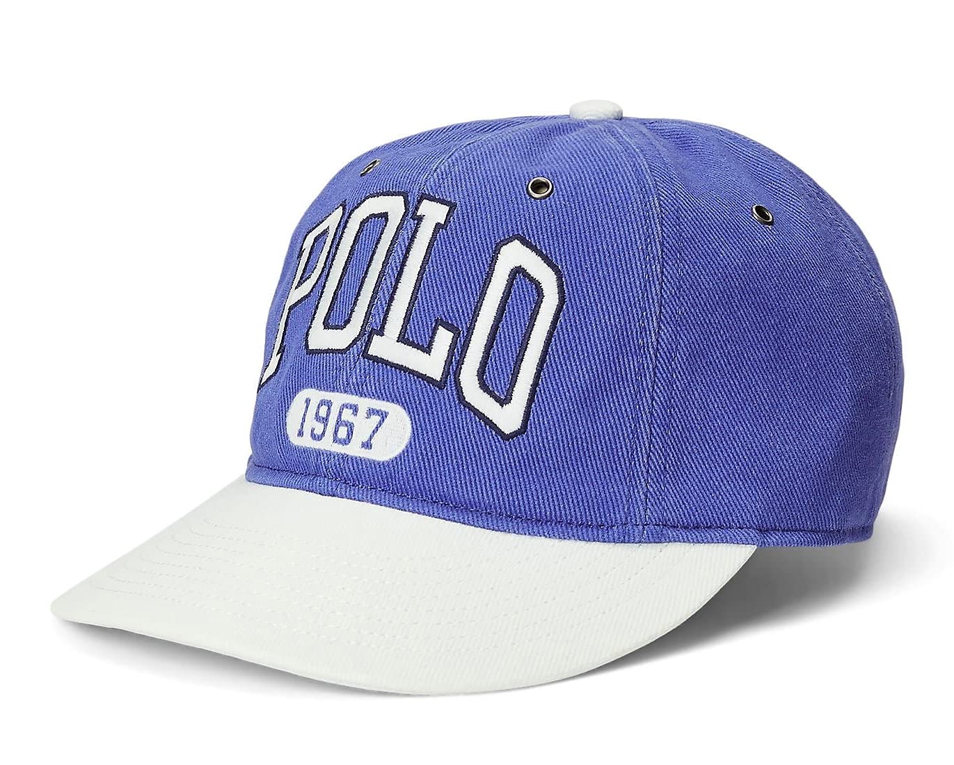 Polo Ralph Lauren Retro Baseball Logo Cotton Chino Ball Cap Liberty Blue Deckwash 1967