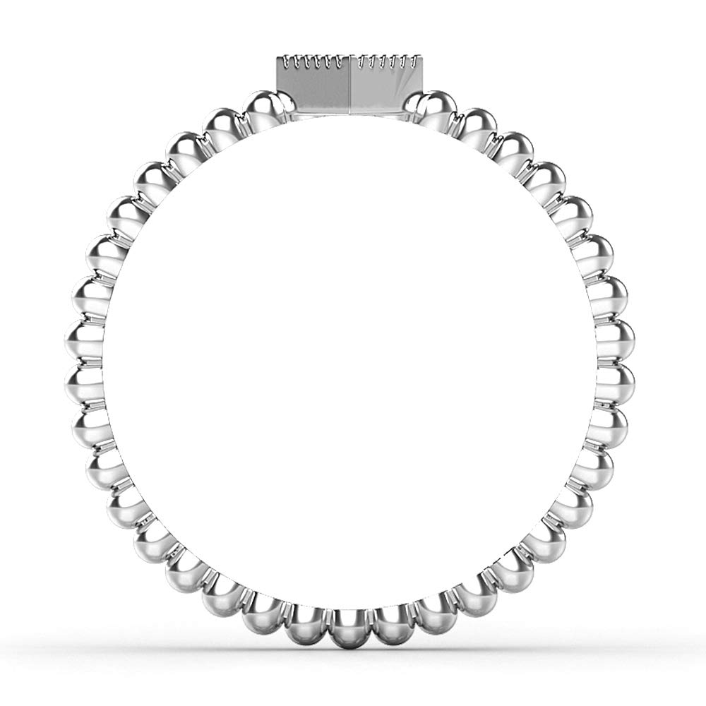 Kobelle Sz 4.5 Solid 10K White Gold Diamond Bead Style Square Cluster Wedding Engagement Ring