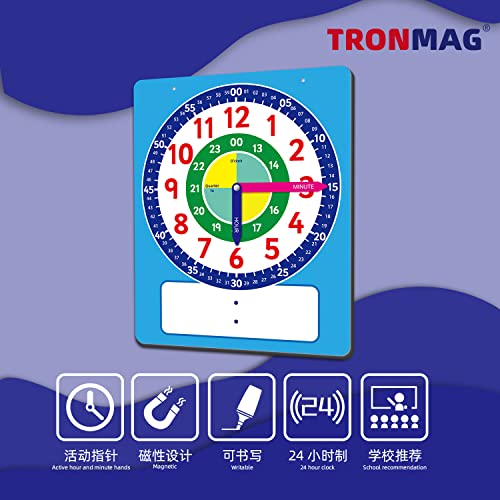 Richardy Telling Time Write & Wipe Teaching Demonstration Clock Learning Clock for Analog and Digital Time Labelled Minute & Hour Hands Kids Montessori Learning Toys