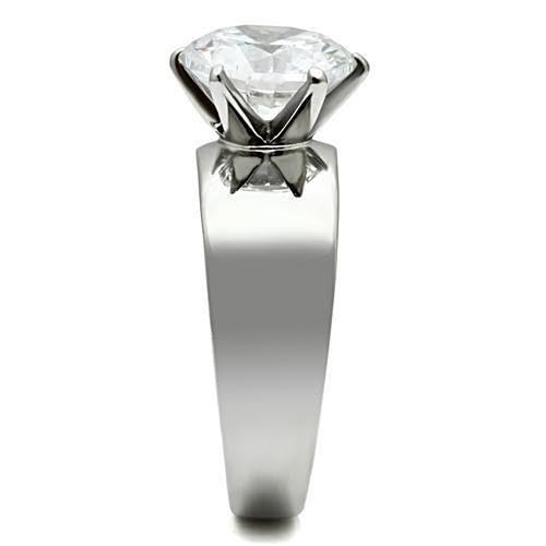 Lanyjewelry Wide Band Big Solitaire 3.5 Carat CZ Womens Stainless Steel Wedding Ring-7